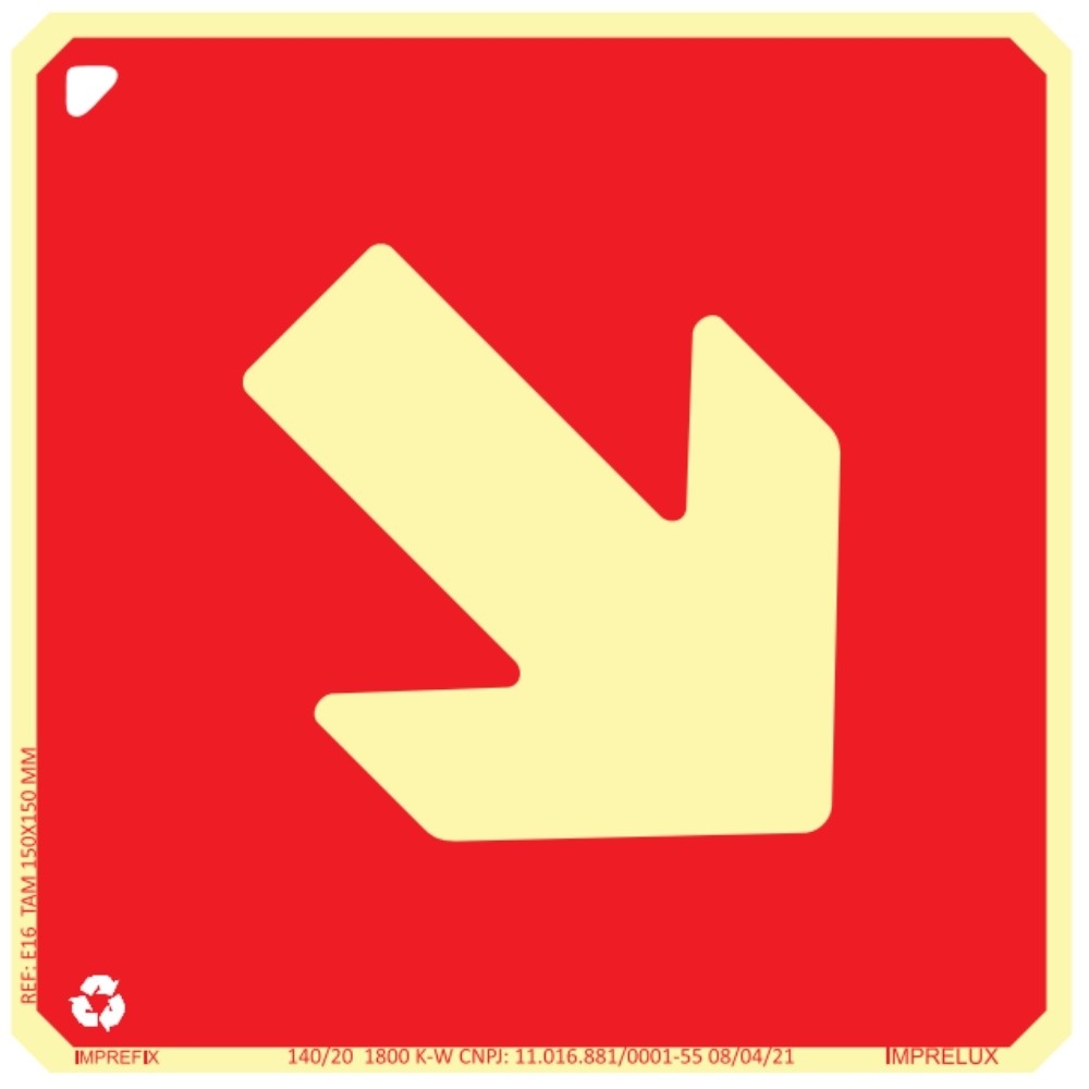 Compre Segurança | PLACA SETA DIAGONAL DIREITA FOTOLUMINESCENTE ANTI ...